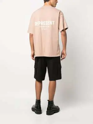 REPRESENT Logo-print Cotton T-shirt - Brown