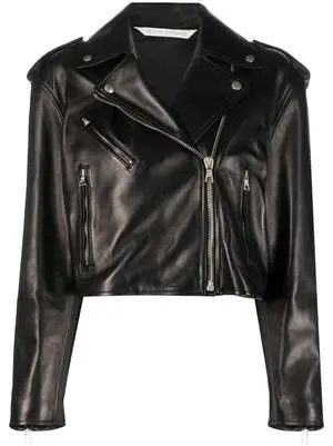 Palm Angels Zip-up Leather Jacket