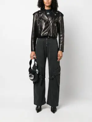 Palm Angels Zip-up Leather Jacket
