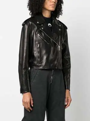 Palm Angels Zip-up Leather Jacket