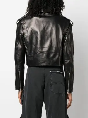 Palm Angels Zip-up Leather Jacket