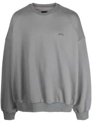 JUUN.J Logo Embroidered Cotton Sweatshirt - Grey
