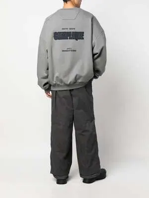 JUUN.J Logo Embroidered Cotton Sweatshirt - Grey