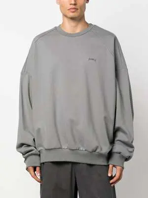 JUUN.J Logo Embroidered Cotton Sweatshirt - Grey