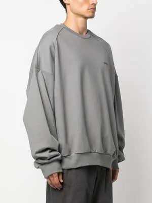 JUUN.J Logo Embroidered Cotton Sweatshirt - Grey