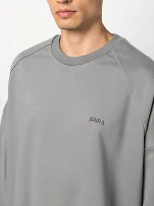 JUUN.J Logo Embroidered Cotton Sweatshirt - Grey
