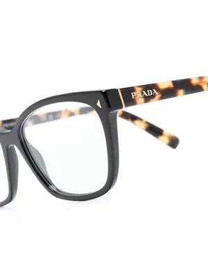 Prada Tortoiseshell Square Frame Glasses - Black