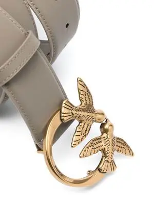 Pinko Love Birds-buckle Leather Belt - Neutrals