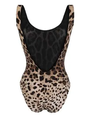 Dolce & Gabbana Leopard-print Swimsuit - Brown