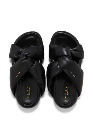 Marni Bubble Twist-detail Leather Sandals - Black