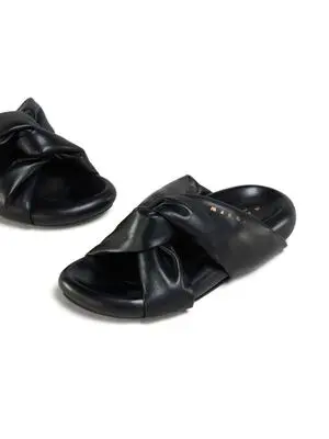 Marni Bubble Twist-detail Leather Sandals - Black
