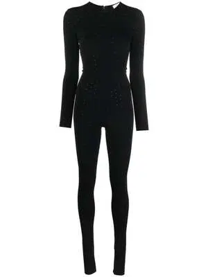 NISSA Long-sleeve Glitter-detail Jumpsuit - Black