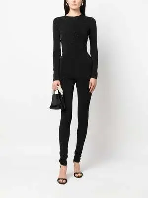 NISSA Long-sleeve Glitter-detail Jumpsuit