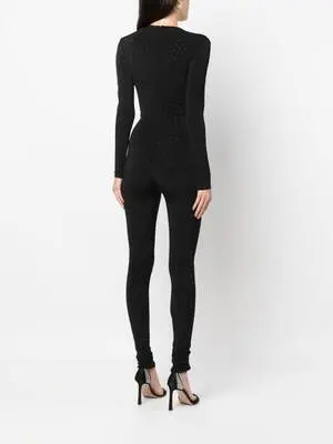 NISSA Long-sleeve Glitter-detail Jumpsuit
