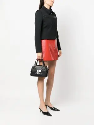 COURREGES Logo-appliqué Leather Bowling Bag