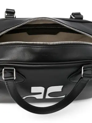 COURREGES Logo-appliqué Leather Bowling Bag