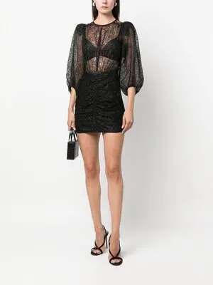 NISSA Long-sleeve Embroidered Minidress