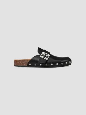 Tory Burch Mellow Suede Buckle Clogs - Black