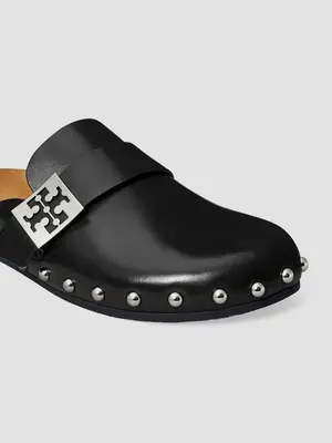 Tory Burch Mellow Suede Buckle Clogs - Black