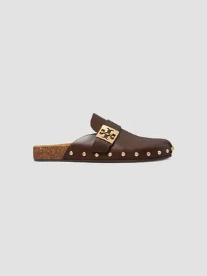 Tory Burch Mellow Suede Buckle Clogs Deep Mocha