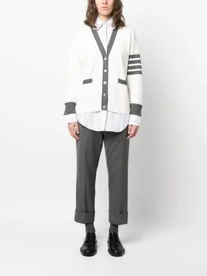 Thom Browne Milano-stitch Oxford Shirt Cardigan Combo - White