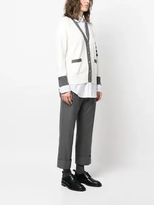 Thom Browne Milano-stitch Oxford Shirt Cardigan Combo - White