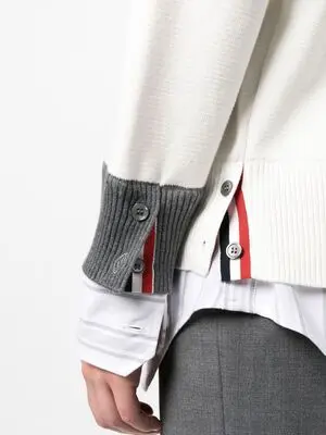Thom Browne Milano-stitch Oxford Shirt Cardigan Combo - White