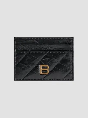 Balenciaga Crush Card Holder Quilted - Black