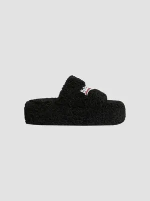 Balenciaga Fluffy Platform Sandals - Black