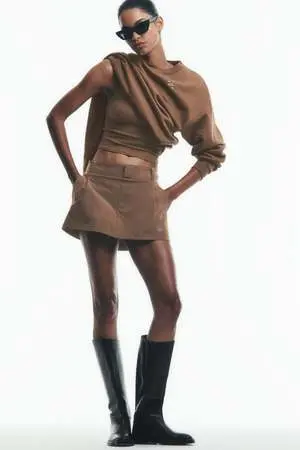 Alo Yoga Fan Club Mini Skirt - Java Brown
