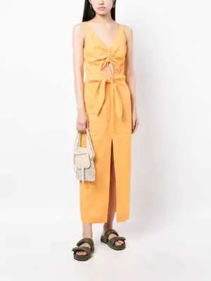 Nanushka Draped Linen Midi Dress - Orange