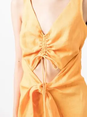 Nanushka Draped Linen Midi Dress - Orange