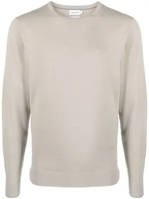 Calvin Klein Superior Wool Crewneck Jumper - Neutrals