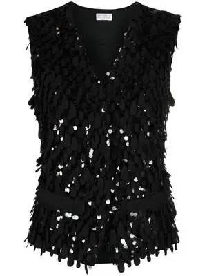 Brunello Cucinelli Sequinned V-neck Waistcoat