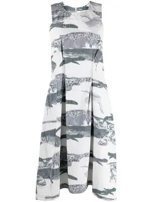 Henrik Vibskov Graphic Print Midi Dress - White