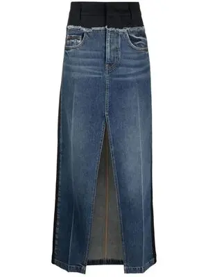 Stella McCartney Panelled Denim Maxi Skirt - Blue