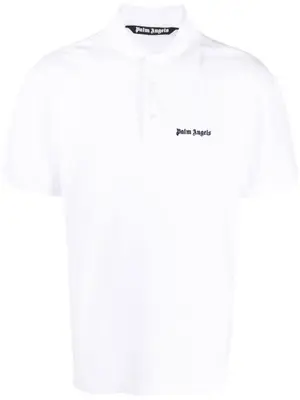 Palm Angels Logo-embroidered Polo Shirt - White