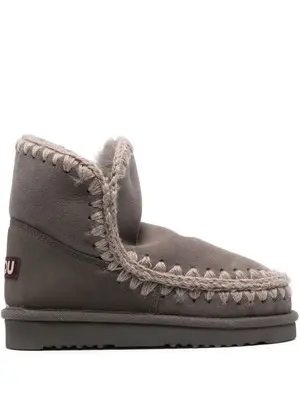 Mou Logo-patch Suede Ankle Boots - Grey
