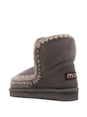 Mou Logo-patch Suede Ankle Boots - Grey