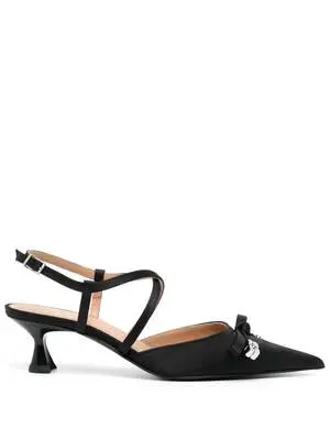 GANNI Butterfly Bow 50mm Pointed-toe Pumps - Black
