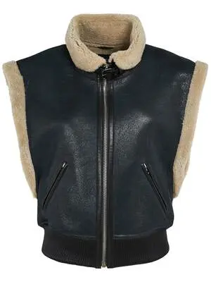 Isabel Marant Étoile Aviel Leather & Shearling Vest - Washed Black