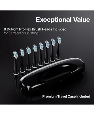 AQUASONIC Elite Advanced Ultra Whitening Rechargeable Toothbrush Set - Black