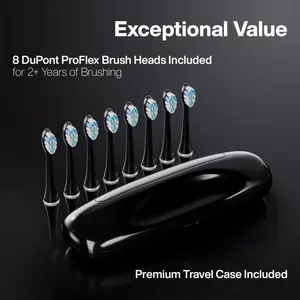 AQUASONIC Elite Advanced Ultra Whitening Rechargeable Toothbrush Set - Black