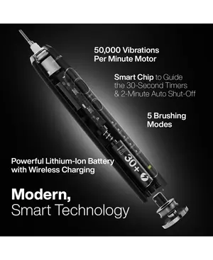 AQUASONIC Elite Advanced Ultra Whitening Rechargeable Toothbrush Set - Black