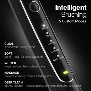 AQUASONIC Elite Advanced Ultra Whitening Rechargeable Toothbrush Set - Black