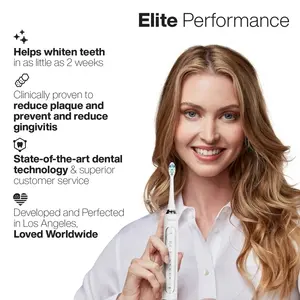 AQUASONIC Elite Advanced Ultra Whitening Rechargeable Toothbrush Set - Black