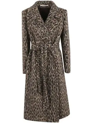 Tagliatore Tagliatore Leopard Print Wool-Blend Coat - Brown