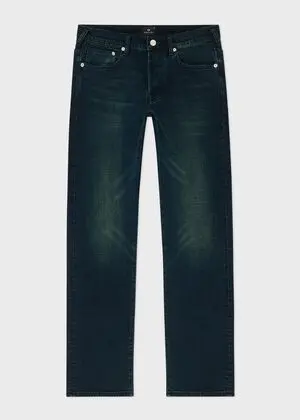 Paul Smith Standard-fit Crosshatch Stretch Over-dye Jeans - Blue