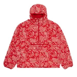 Supreme Micro Down Half Zip Hooded Pullover Paisley - Red