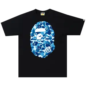 A BATHING APE Abc Camo Big Ape Head Tee /blue - Black